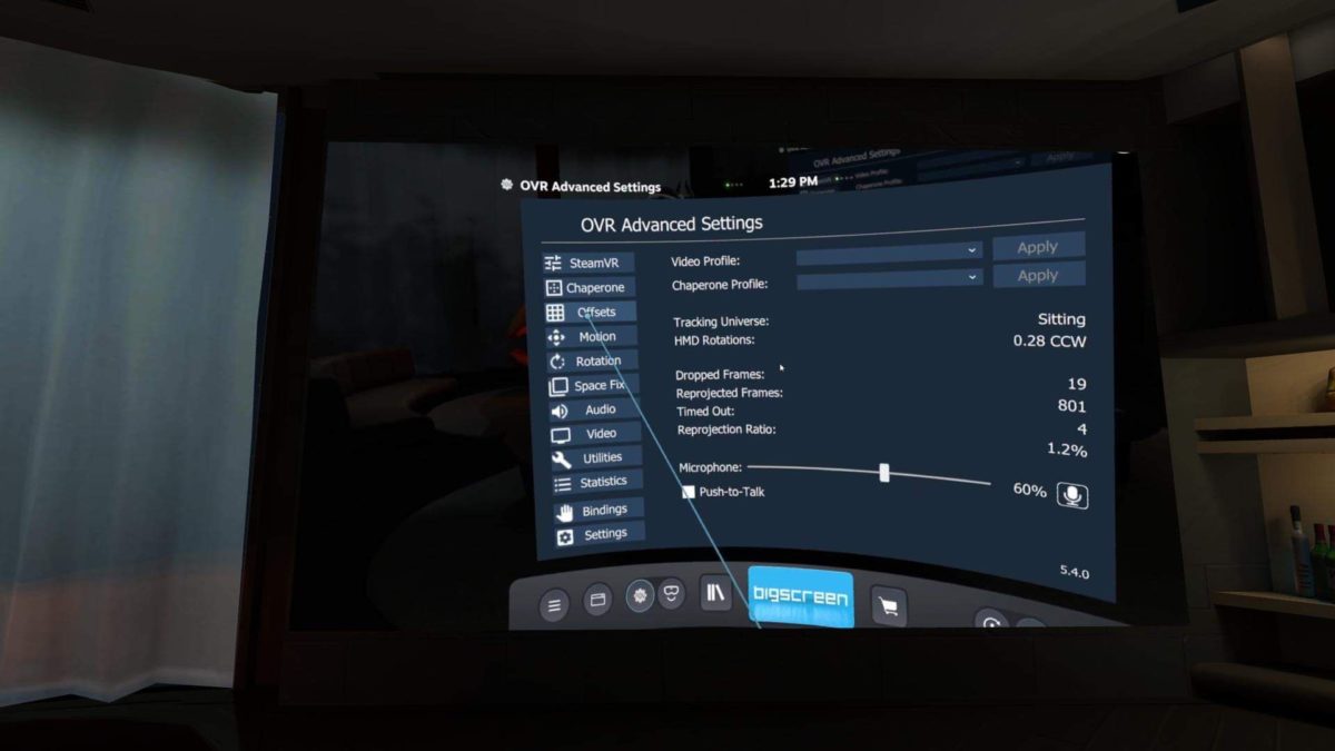 OVRAS Settings Menu – Barnabas